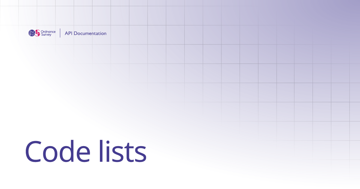 Code lists | OS APIs