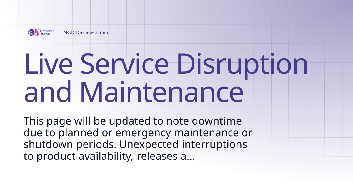 Live Service Disruption and Maintenance | OS National Geographic Database