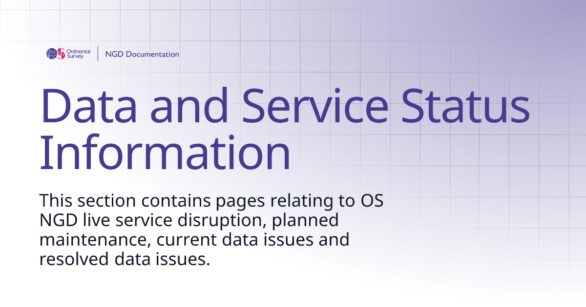 Data and Service Status Information | OS National Geographic Database